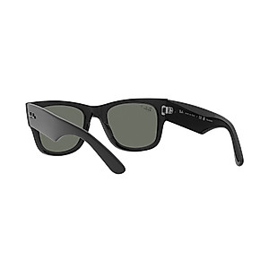 Ray-Ban RB0840SF Mega Wayfarer Low Bridge Fit Square Sunglasses, Black/Green Polarized, 52 mm