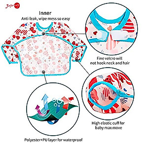 Joyo roy Baby Bibs For Eating Bibs For Toddlers Long Sleeve Bib Plastic Bibs For Babies Sleeved Bib smock for Kids 8-12 Kids Paint Smock Weaning Bib Sleeved Bibs for Babies Baby Apron for Eating