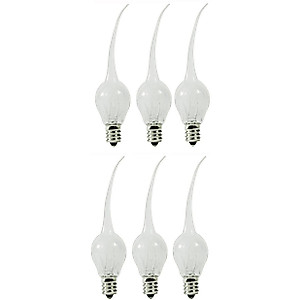 Creative Hobbies® 6 Watt, S6 Shape, Silicone Dipped, Country Style, Electric Candle Lamp Chandelier Light Bulbs, Individually Boxed, Wholesale Pack of 6 Bulbs