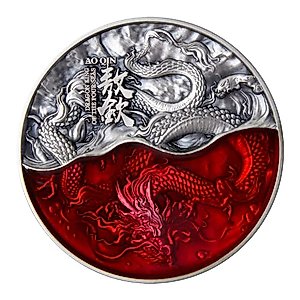 2022 Chamber of Wonders Ao Qin/Vermillion Dragon 2oz 999 Fine Silver Coin 10000 Francs Chad 2022 Antiqued Ultra-High Relief