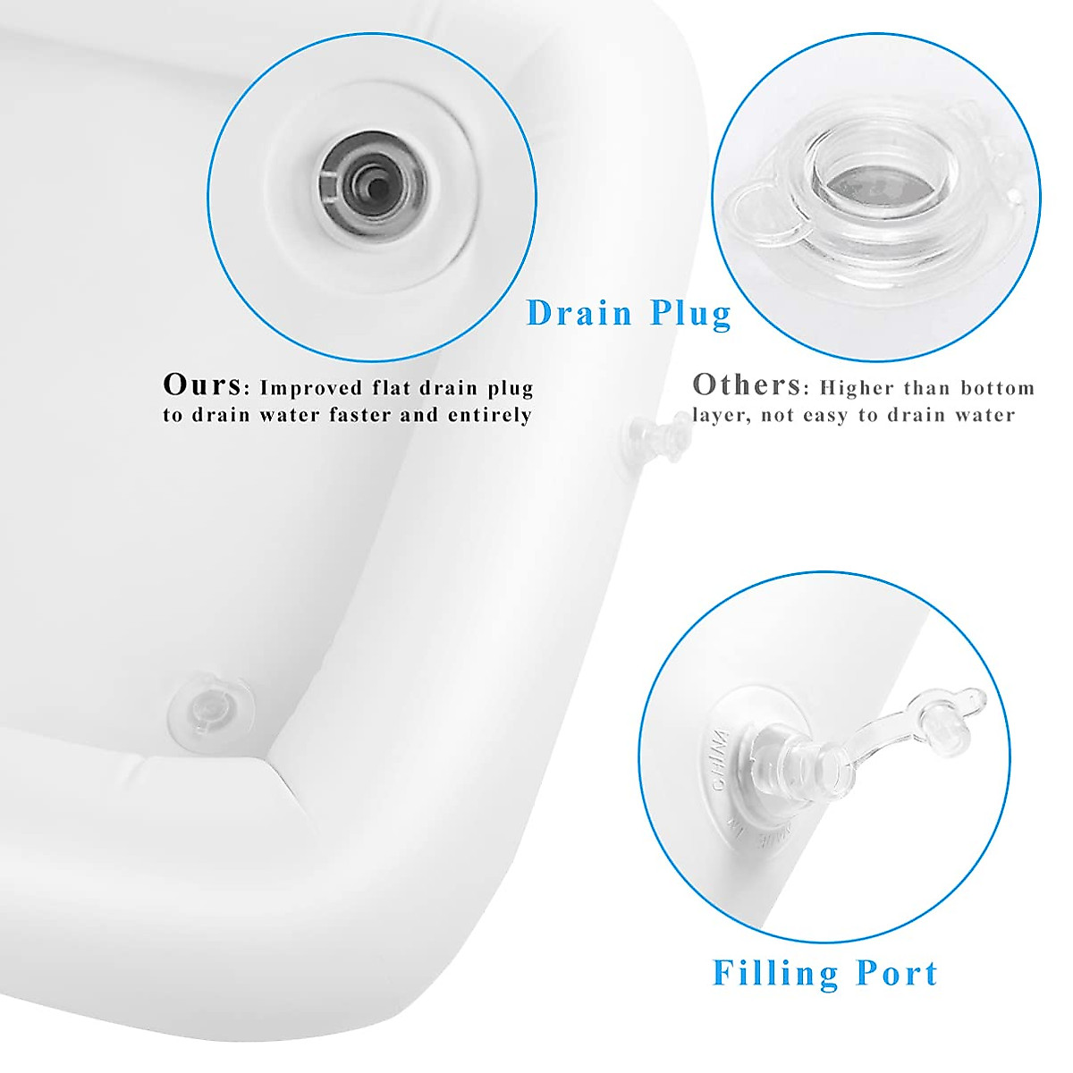 HEMOTON 1 Set 2PCS Inflatable Pool Serving Bar and 3pcs Mesh Food Tent Set Drinking Buffet Tray Inflatable Ice Serving Buffet Bar Drinks Cooler Tray with Drain Plug