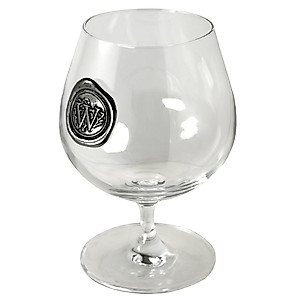English Pewter Company 14.5oz Brandy Cognac Snifter Glass With Monogram Initial - Personalized Gift With Your Choice of Initial (W) [MON223]