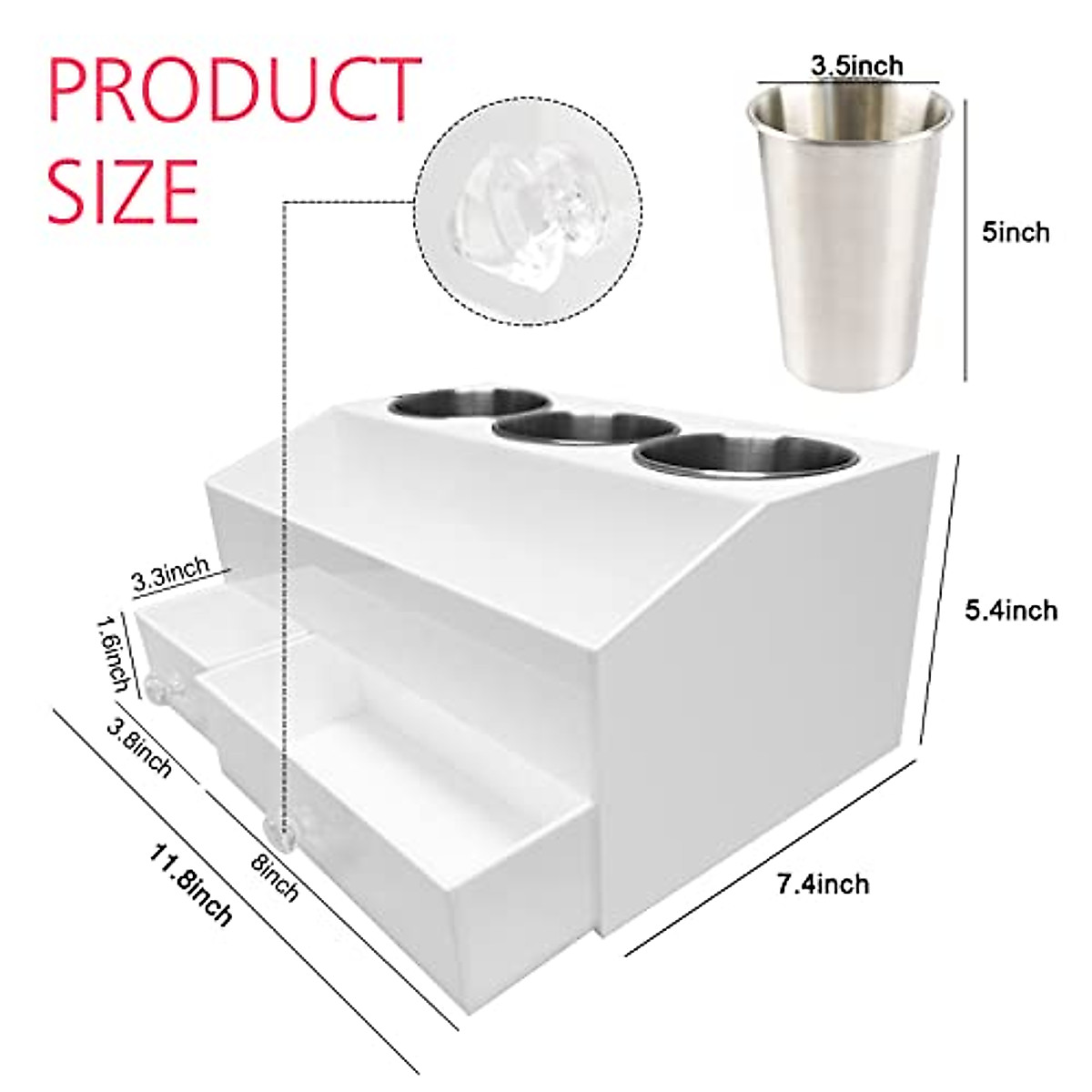 Hair Tool Organizer, Acrylic Hair Dryer Holder with 2 Drawers Hair Product Organizer for Bathroom Countertop Hair Styling Accessories & Hot Tool Organizer for Blow Dryer,Flat Irons, Curling Iron