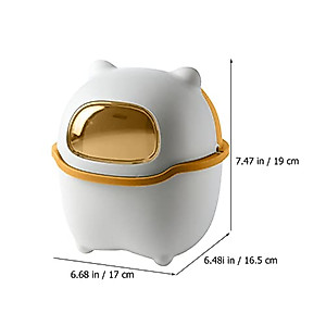 Hemoton Plastic Bins Plastic Bins Desk Trash Can Bear Shape Trash Can Wastebasket Desktop Trash Can with Lid Garbage Container Bin for Bathroom Kitchen Office Dorm Portable Desk Portable Desk
