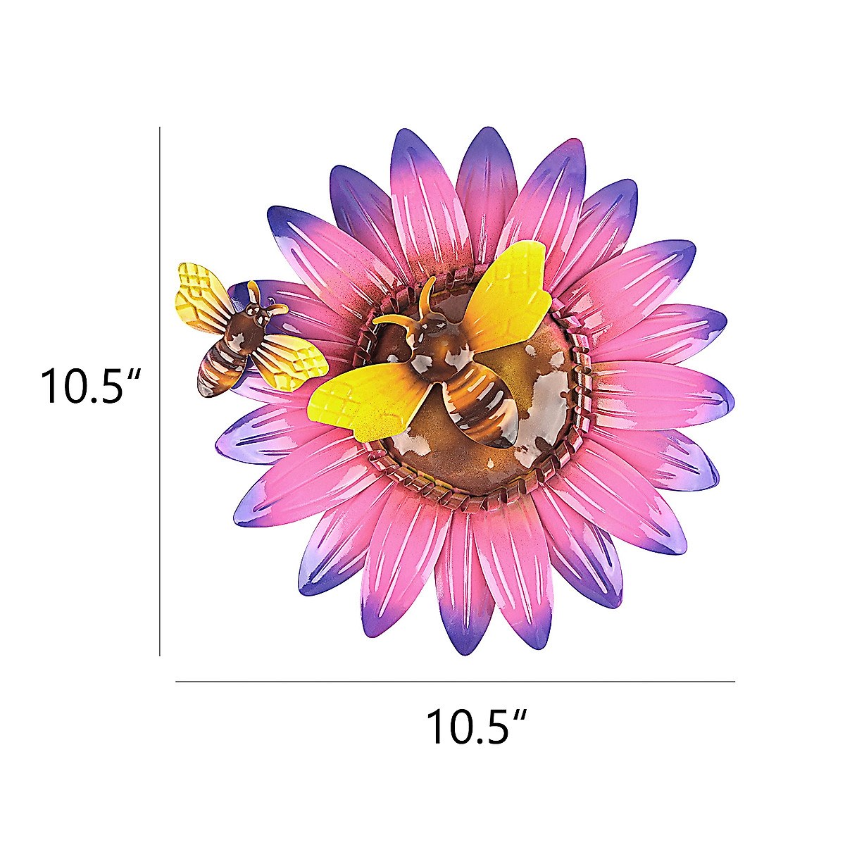 John's Studio Flower Wall Decor Outdoor Metal Sunflower Hanging Art Garden Floral Theme Decorations for Home, Pool and Patio - Pink