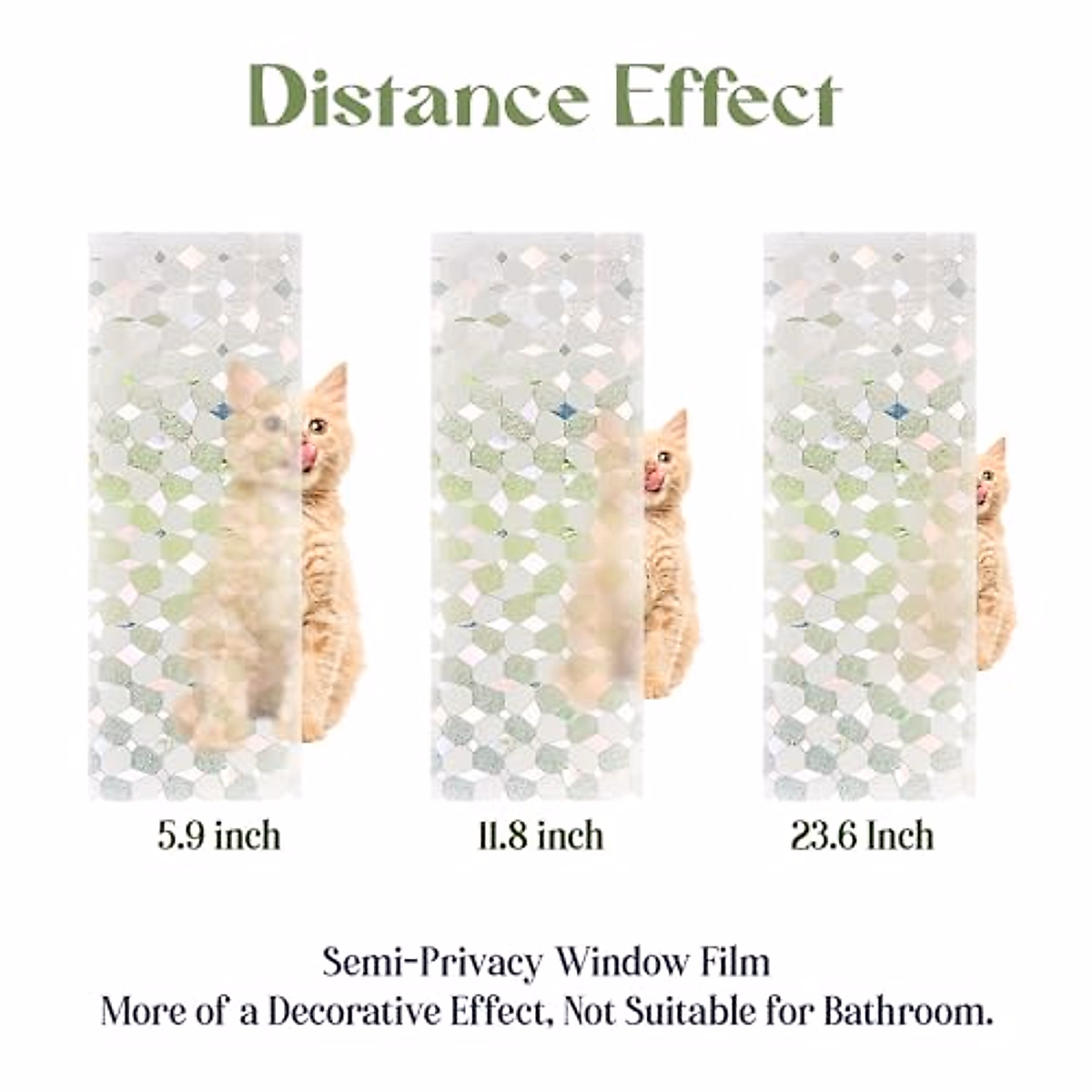 Waovacy Window Privacy Film Stained Glass Door Window Covering Decorative Window Clings Static Cling No Adhesive 3D Frosted Window Cover UV Sun Blocking Vinyl Window Sticker for Home,17.4x78.7Inch