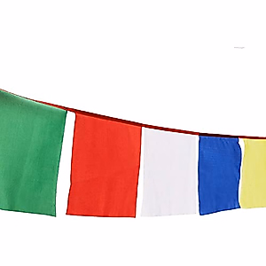 Blank Tibetan Prayer Flags, Traditional Design with 5 Element Colors (9.5 x 9.5 In, 25 Flags)