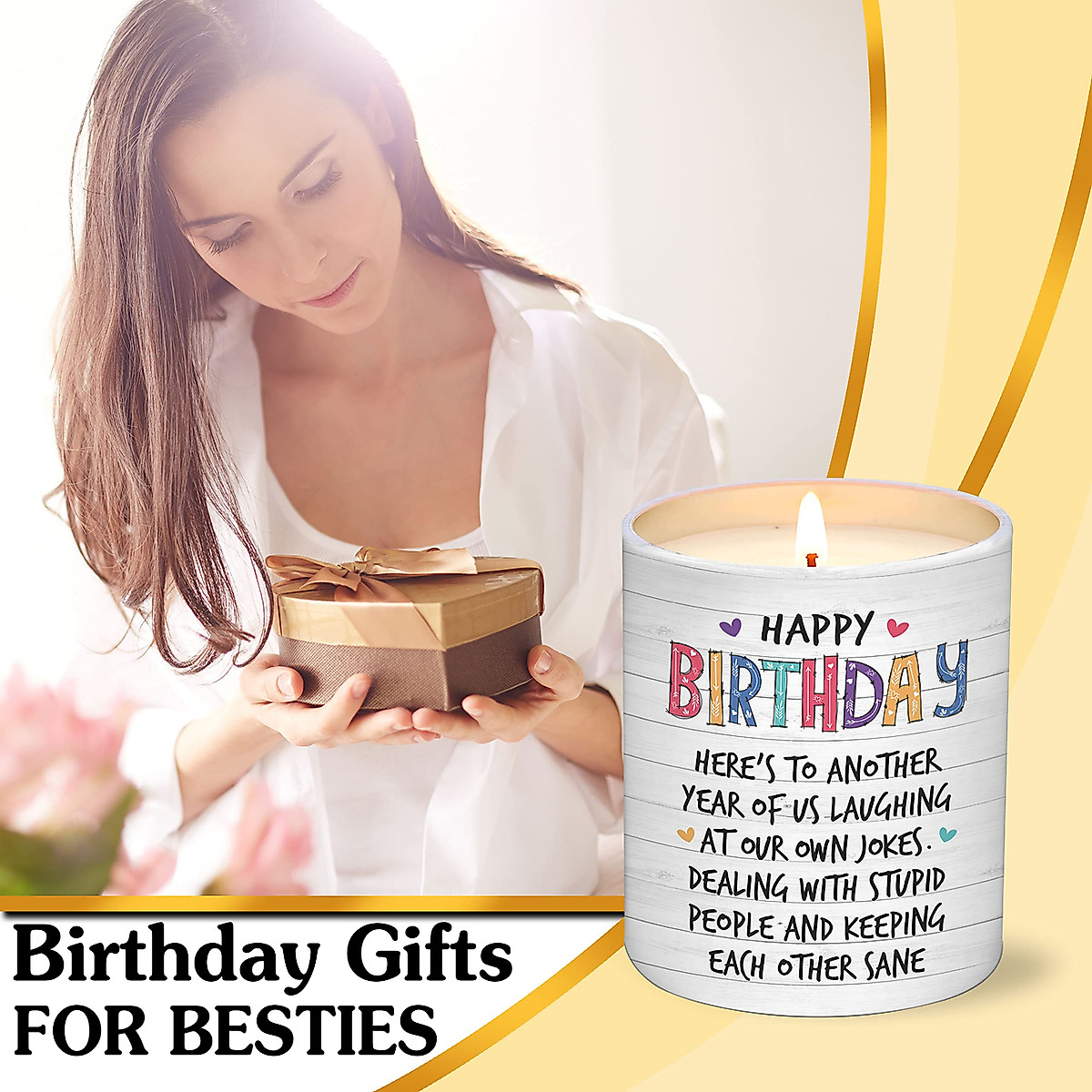 Birthday Gifts for Women Friendship - Gifts for Women Best Friend - Womens Birthday Gifts for Friend, Happy Birthday Gifts for Women, Gifts for Women Birthday Unique, Bestie Lavender Candle 10Oz