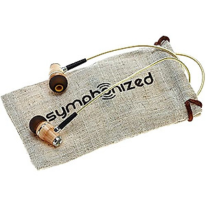 Symphonized NRG 2.0 Wood Earbuds Wired, in Ear Headphones with Microphone for Computer & Laptop, Noise Isolating Earphones for Cell Phone, Ear Buds with Booming Bass (Gold)