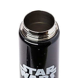 Silver Buffalo Star Wars Stainless Steel Water Bottle with Swivel Handle Featuring Star Wars Logo, 20 Ounces
