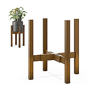 Plant Stand for Indoor Plants, Mid Century Modern Adjustable Bamboo Plant Stand Indoor Plant Holder Rack for Living Room, Balcony Fits 8,10,12 inch Pots Corner Plant Stand Easoger (1 Pack, Plant Stand Only)