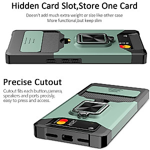 Nvollnoe Google Pixel 6 Pro Case with Sliding Camera Cover, Magnetic Kickstand, Heavy Duty Protective Case for Pixel 6 Pro - 6.7 inch (Green)