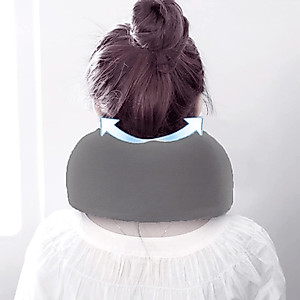 YIRFEIKRER Travel Pillow, Best Memory Foam Neck Pillow and Head Support Soft Pillow with Side Storage Bags, for Sleep Rest, Airplane, Car, Family and Travel Use (Dark Grey)