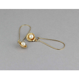 Gold Sea Shell Earrings For Women Set Faux Pearl Oyster Shell 2" Long Dangle Earrings For Women Set