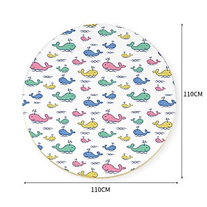 Splat High Chair Mats for Dropping Food, ALYYDBG Baby Washable Waterproof & Anti-Slip Floor Splash Mat for Under High Chair (Large Round 43 X 43 Whale)