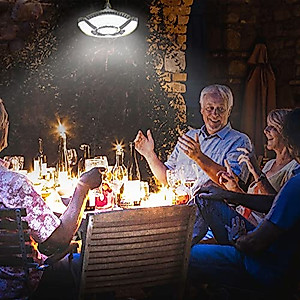 HULPPRE Solar Shed Light Daytime or Night 4+1 Leaves 136Leds Brighter Solar Light Indoor&Outdoor with Remote,IP65 Barn/Chicken Coop/Workshop/Ceiling/Pendant Light for Patio,Garden,Yard,Gazebo