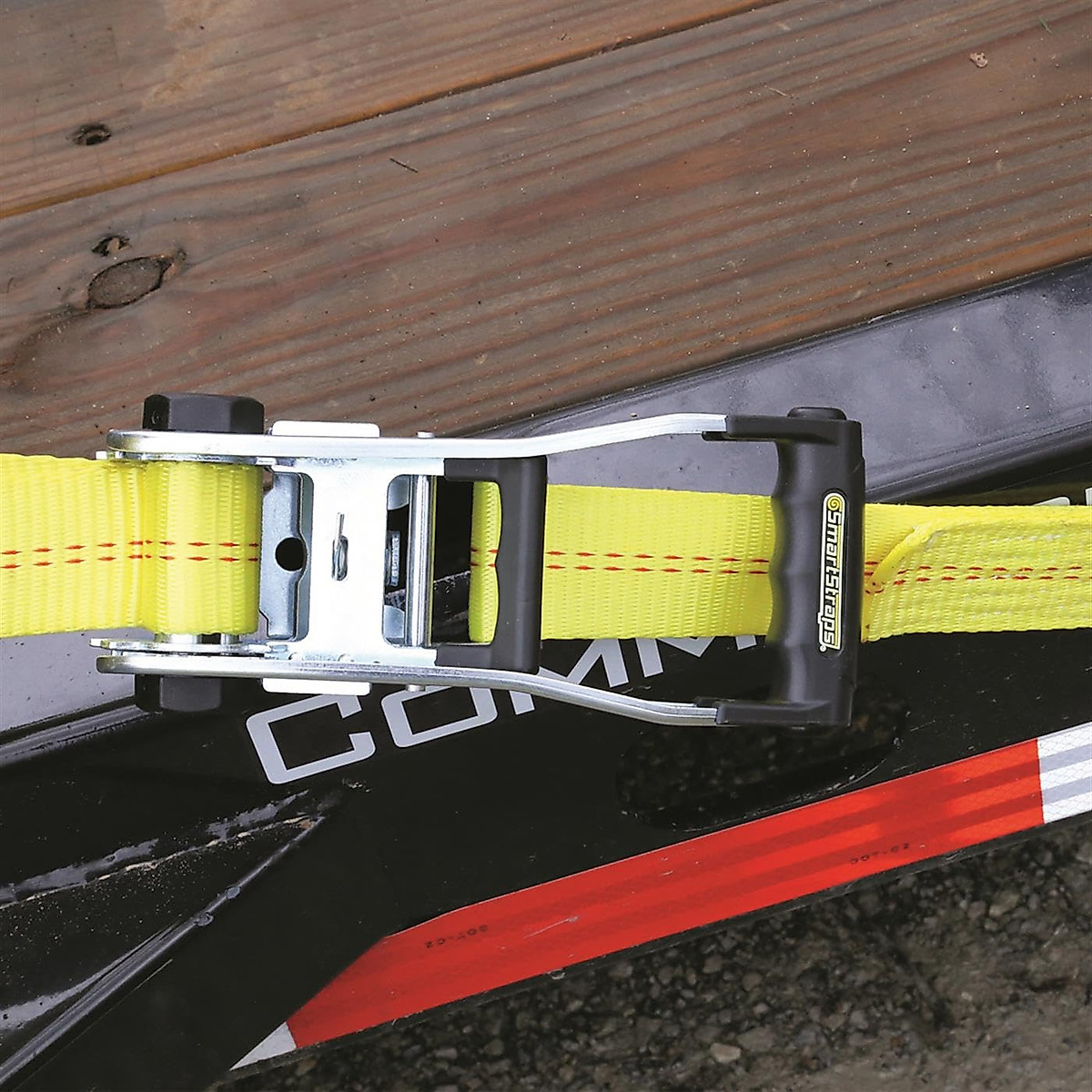 SmartStraps 27-Foot Premium Ratchet Straps, Yellow (1pk) – 10,000 lbs Break Strength, 3,333 lbs Safe Work Load - Commercial Tie-Downs Designed for Heavy-Duty Transport - Safely Haul Large Equipment, Tractors, Vehicles and More