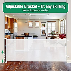 110 Inch Extra Wide Baby Gate for Large Openings Retractable Baby Gates Indoor Outdoor Extra Long Baby Gate for Doorway Stair Gates for Kids or Pets Extra Large Dog Gate for Stairs (35"Tallx110"Wide)