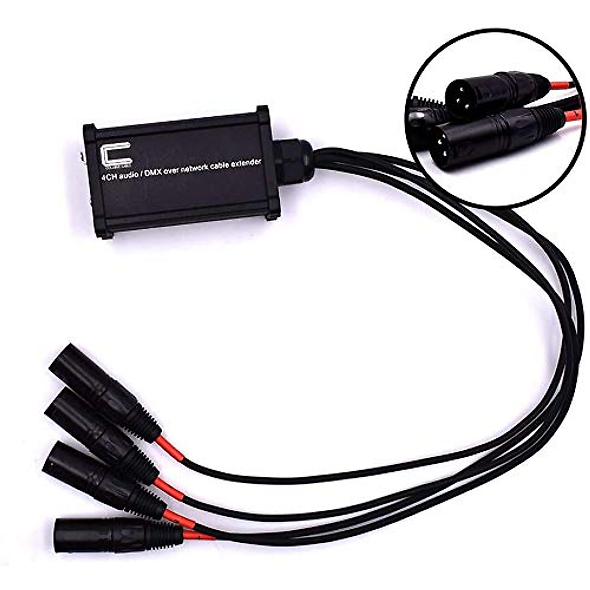 Pair of 4 Channel 3-Pin XLR Male and Female to Ethercon Cable -Compact Cat6 Multi Network Snake Receiver- XLR, AES, DMX Channels Over RJ45 Cat5/Cat6 Ethernet Cable