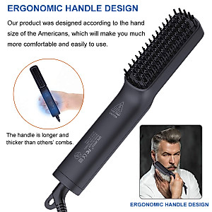 Beard Straightener, Heated Beard Brush with Beard Growth Oil Beard Straightening Brush Comb & Hair Beard Straightener Brush Heated Combs for Men Gifts for Dad Him Men