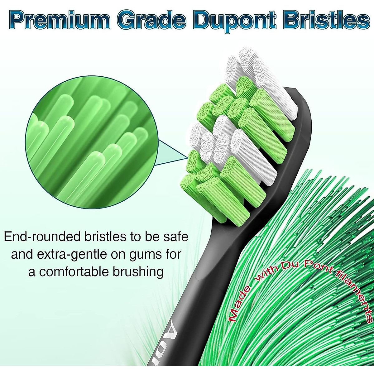 Aoremon Replacement Brush Heads for Sonicare - Electric Toothbrush Heads Compatible with Philips Sonicare W 6100 5300 4100 & Most Snap-on Toothbrush Modle, Black 10PCS