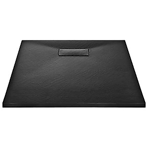 vidaXL Shower Base Tray Home Indoor Plumbing Fixture Hardware Part Skid Resistant Bathroom Base Shower Receptor Tray SMC Black 39.4"x27.6"