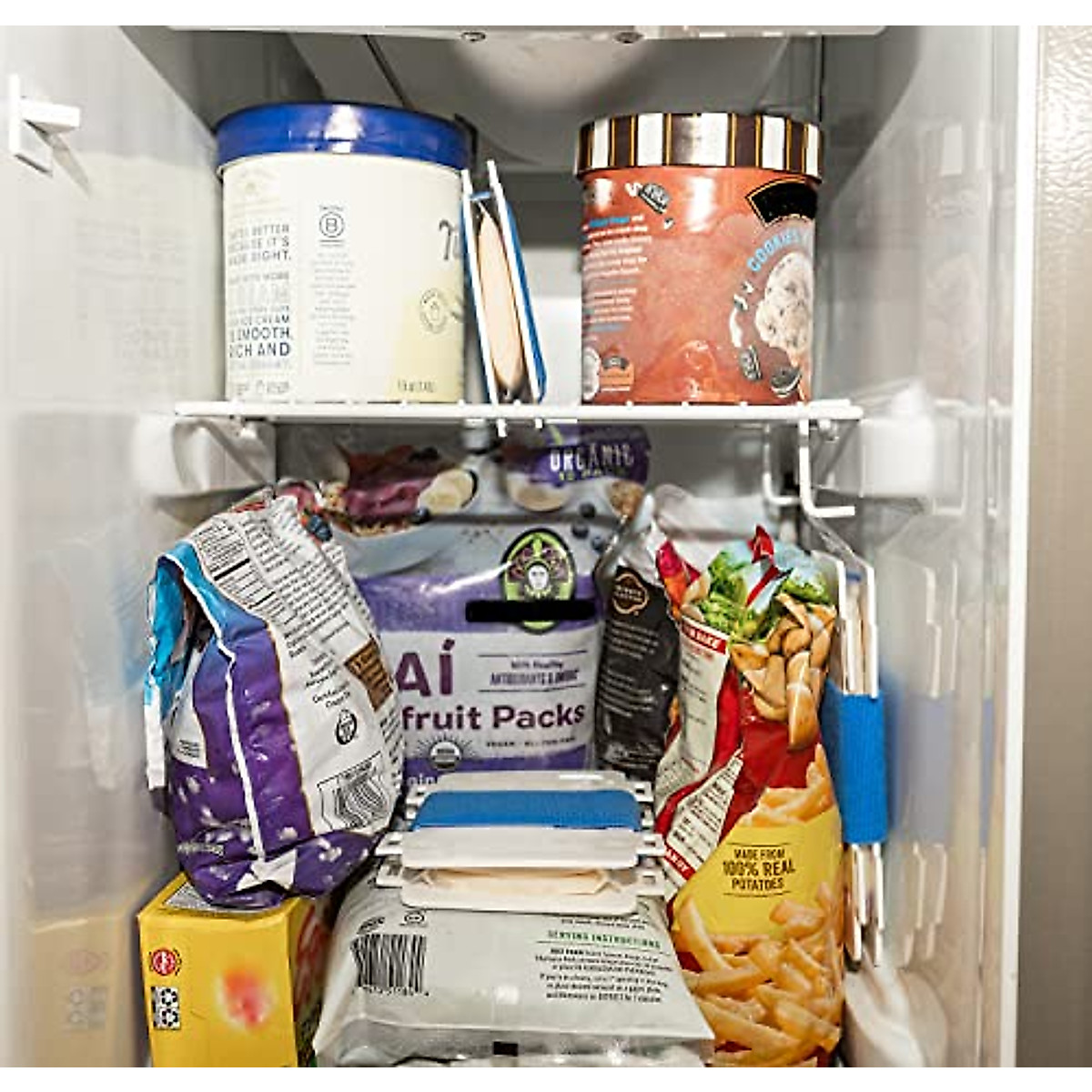 Freeze Flat by Priver, Breast Pump Accessory for Freezing and Storing Liquid Bags (breastmilk, ice Packs) for Freezer Organization, Storage and Space Saving - Single Strap 2 Pack