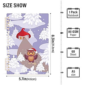 SPRIPORT Christmas Winter Owls Spiral Journal Notebook for Women Men A5 Memo Notepad Sketchbook with Durable Hardcover & 60 Pages Writing Journal for Journaling Notes Study School Work Boys Grils