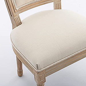 Royard Oaktree French-Style Dining Chairs Set of 2 Farmhouse Upholstered Armless Accent Side Chairs with Solid Wood Leg for Dining Room Bedroom Kitchen Restaurant