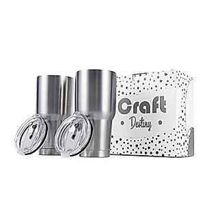 30oz tumbler - 2 Pack Insulated Stainless Steel Tumblers with Lids - Double Wall Tumbler Vacuum Insulated - Use it as Travel Mug, Coffee Cup or for Personalized Tumbler with Epoxy, Vinyl, etc.