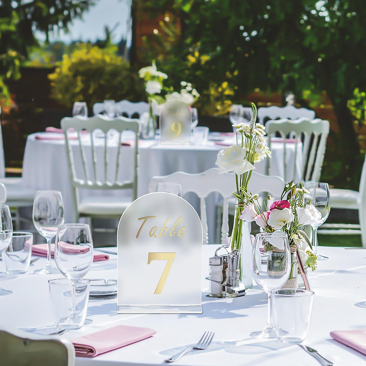 Kintkita Wedding Table Numbers 1-15, 5 X 7 Inch Acrylic Table Numbers for Wedding Reception Display,Gold Table Number Wedding Signs Stand For Anniversary, Event, Party,Wedding Table