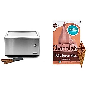 Whynter ICR-300SS 0.5-Quart Stainless Steel Rolled Ice Cream Maker with Compressor & Frostline Chocolate Soft Serve Mix, 6 Pound Bag (Pack of 1)