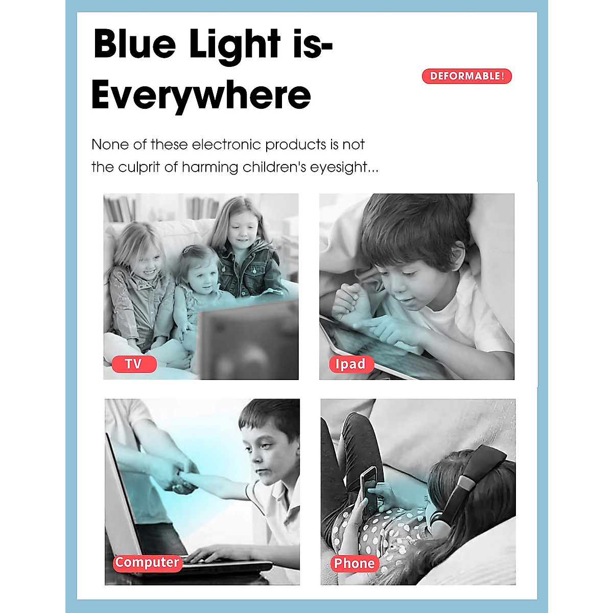 KUGUAOK 2 PACK Kids Blue Light Blocking Glasses, Boys Girls Computer Gaming TV Glasses, Lightweight Eyeglasses Frame (Age 4 to 12)