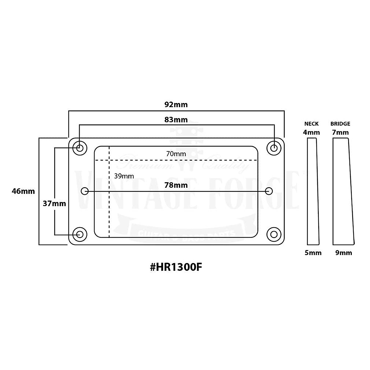 Vintage Forge Cream Flat Bottom Humbucker Pickup Mounting Ring Set (Bridge & Neck) compatible with Epiphone Guitars HR1300F-CRM