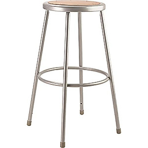National Public Seating 6230-CN Steel Stool with 30" Hardboard Seat, Grey (Pack of 3)