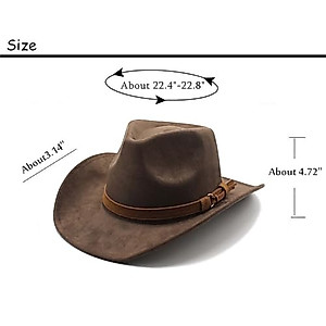 CCAKXCJJ Unisex Western Suede Cowboy Cowgirl Hat Classic Wide Brim Fedora Hat for Men &Women 197-Brown