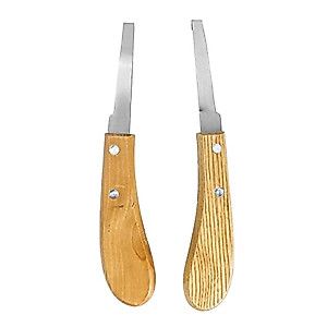 QWORK Hoof Knife Set, Left and Right Hand Razor Edge Shaped, Stainless Steel
