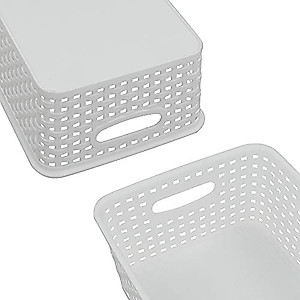 Vababa White Plastic Storage Baskets/Storage Bins, Pack for 6