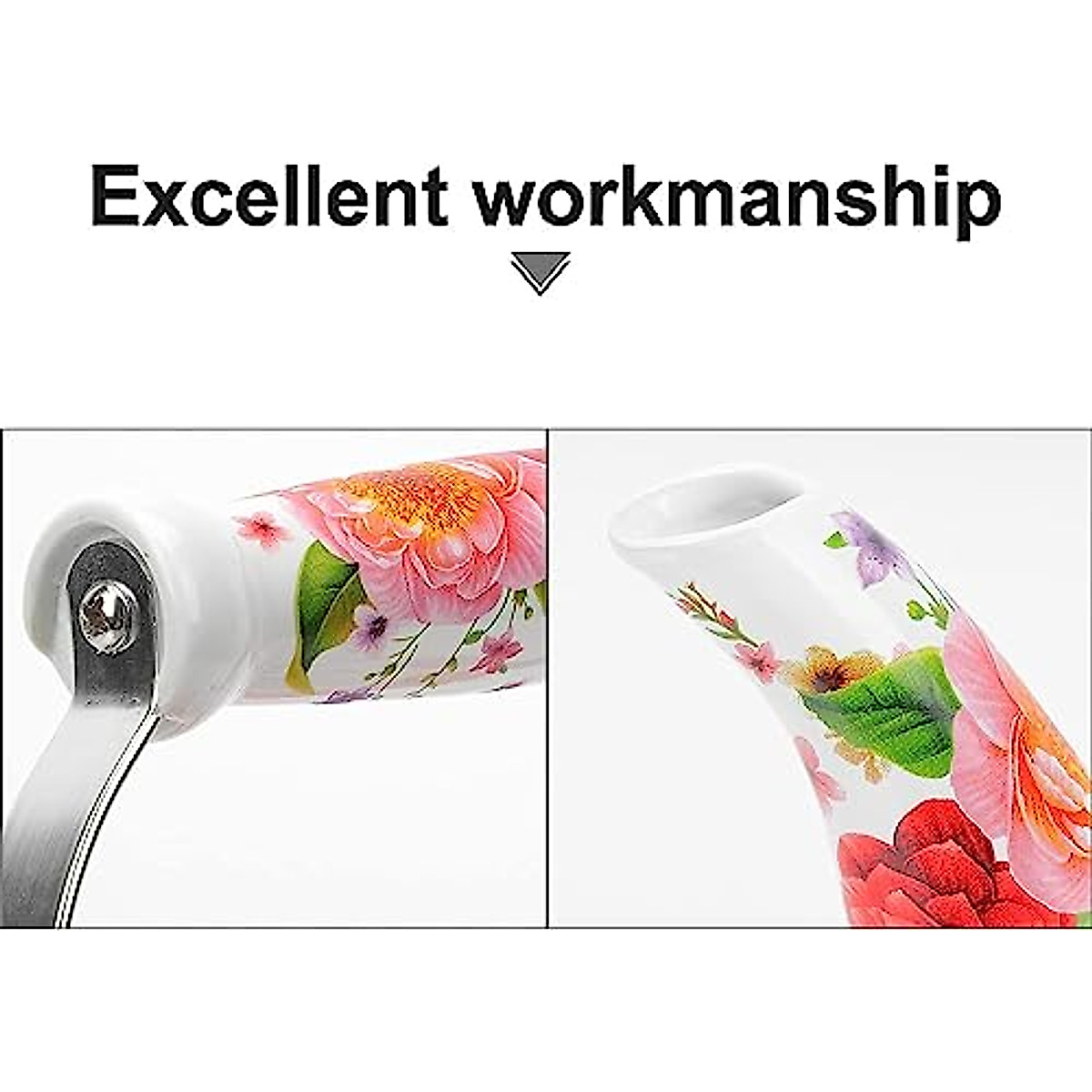 Ceramic Teapot Floral Enamel Tea Kettle Stovetop: Porcelain Enameled Teakettle Colorful Hot Water Tea Kettle Pot with Ergonomic Handle Gas Cooker Water Kettle Tea Pot Red (Color : Red)