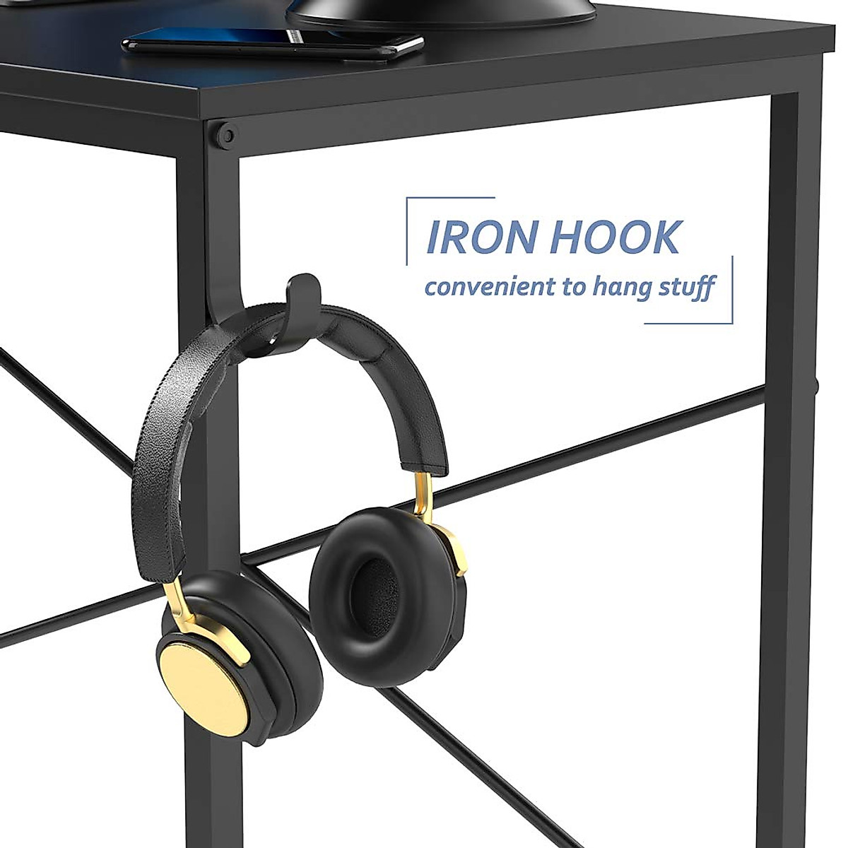 BOLUO 39 inch Black Computer Desk for Small Space Study Writing Desk Home Office Table Work PC Simple Modern Deak with Storage Bag 40"