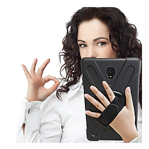 KIQ Case for Galaxy Tab A 10.5 Case T590 2018, Shockproof Heavy Duty Military Armor Hybrid Cover Kickstand for Samsung Galaxy Tab A 10.5 2018 SM-T590 (Shield Black)