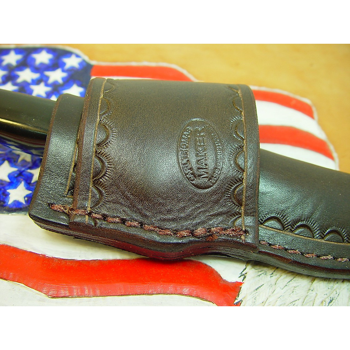 Cross Draw Knife Sheath for Buck 103 Knife, Leather Fixed Blade Knife Holder, Dyed Dark Brown