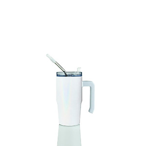 Hogg 12oz Sublimatable Grippy Tumbler with Removable Handle, Lid, and Stainless Steel Straw, DIY, Customizable, Double Wall Insulated Tumblers (Holographic)