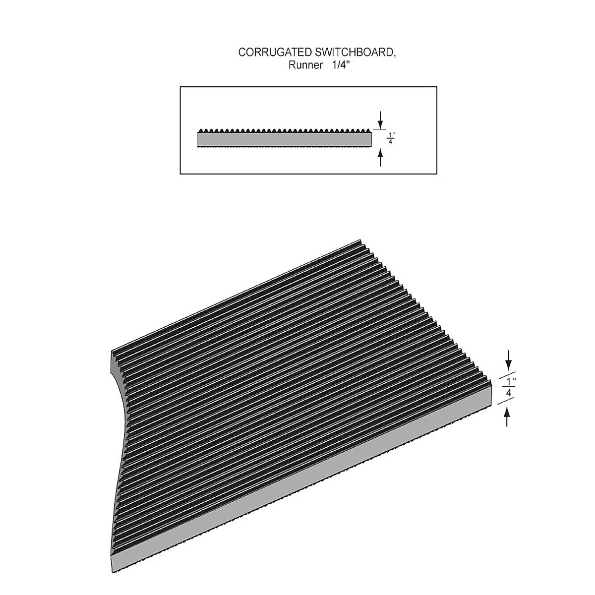 Rhino Dielectric, Non-Conductive, Insulating Switchboard Mat, Class 2, 3' x 5' x 1/4" Thick, ASTM D178, Color; Solid Black, Corrugated Surface