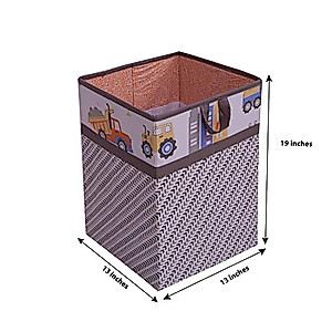 Bacati Construction Multicolor Boys Cotton Collapsible Hamper