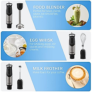 Liebe&Lecker Immersion Blender Handheld, 9-Speed Electric Hand Blender with Whisk, Milk Frother Attachments, 304 Stainless Steel emulsion blender with 500W Powerful Motor for Baby Food, Smoothies and more.
