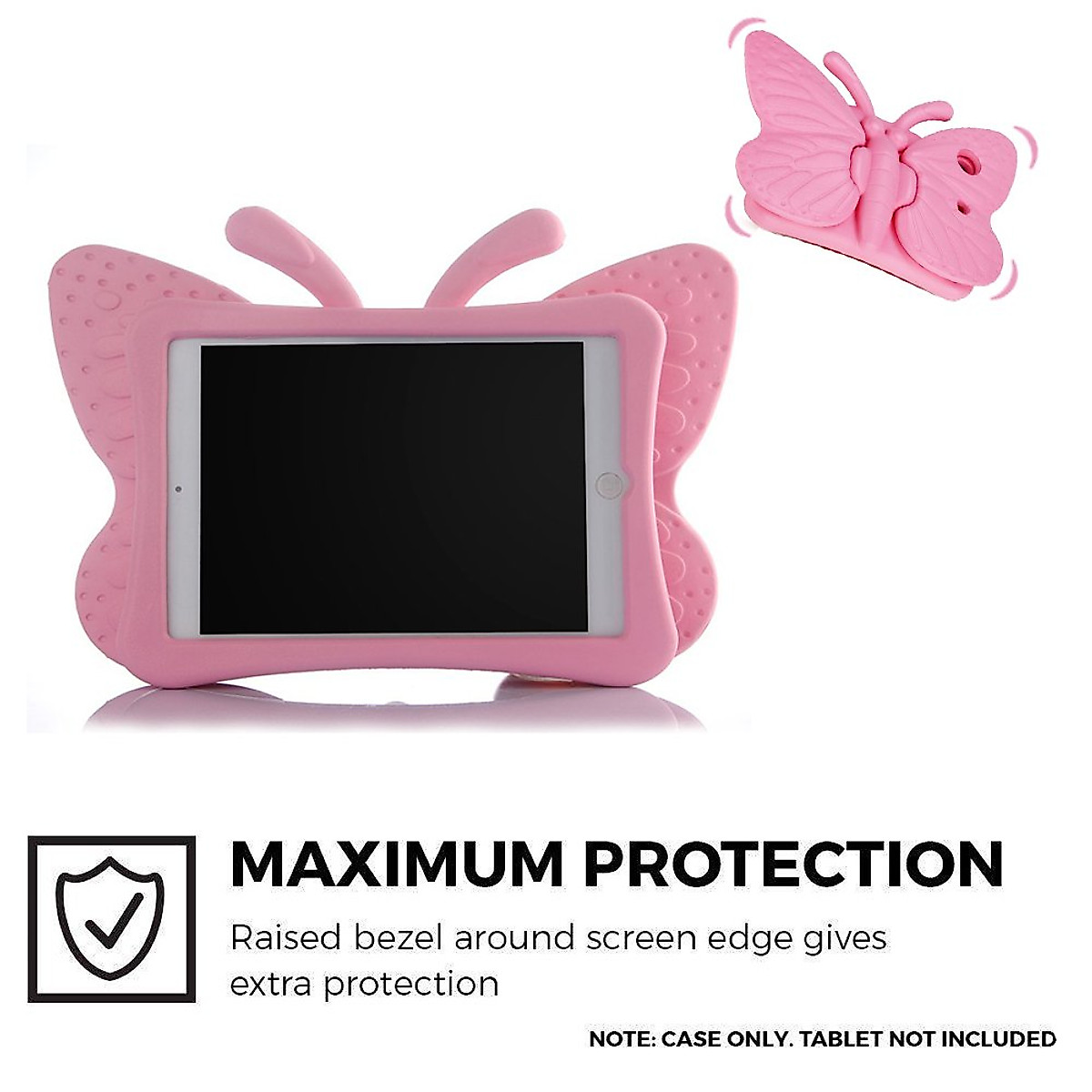 iPad Mini Case for Kids, Light Weight Cute Butterfly Design Shockproof Drop-Proof Soft EVA Foam Protective Tablet Case Cover for Apple iPad Mini 1/2/3/4 - Pink