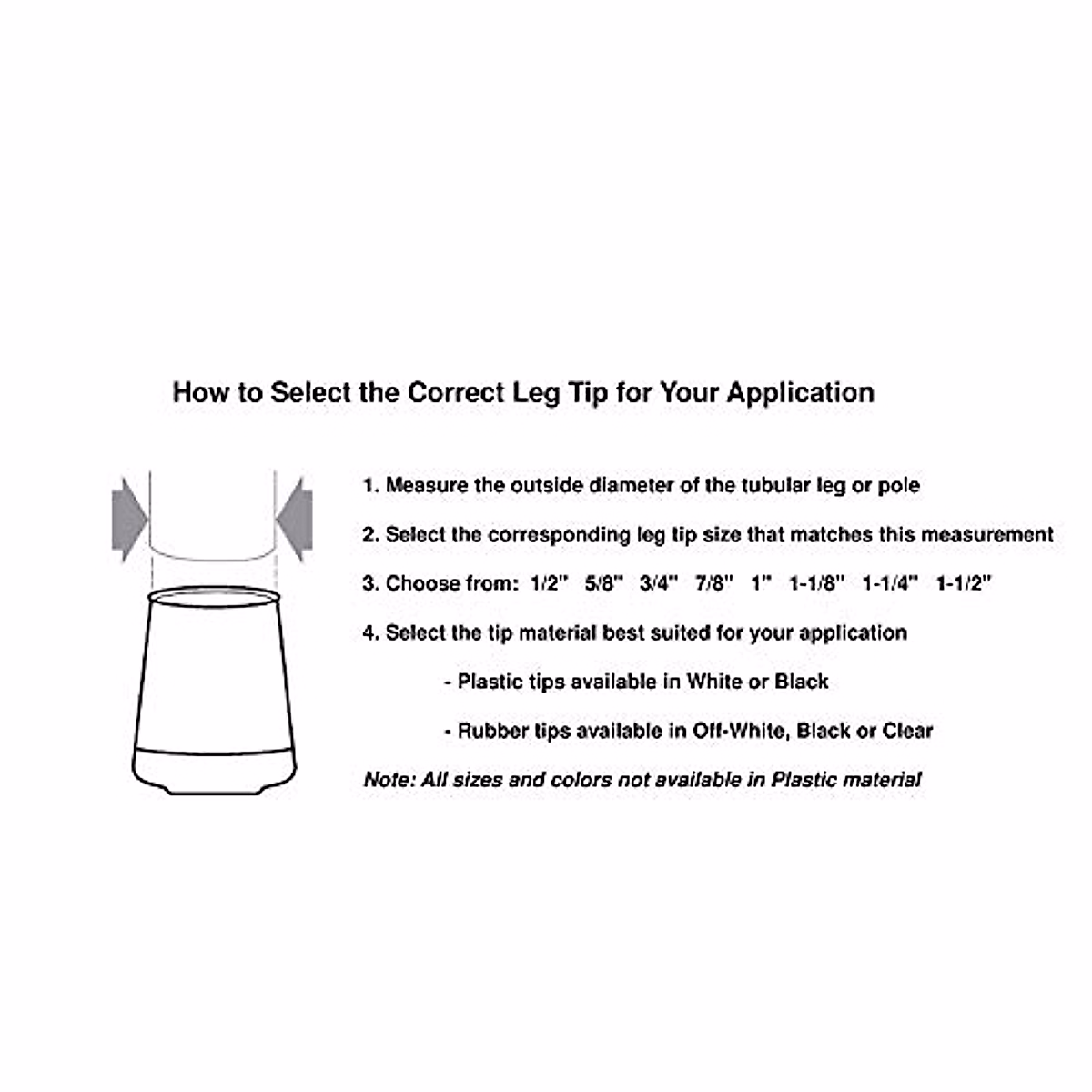 Shepherd Hardware 9125 5/8-Inch Inside Diameter Rubber Leg Tips, 4-Pack, Black