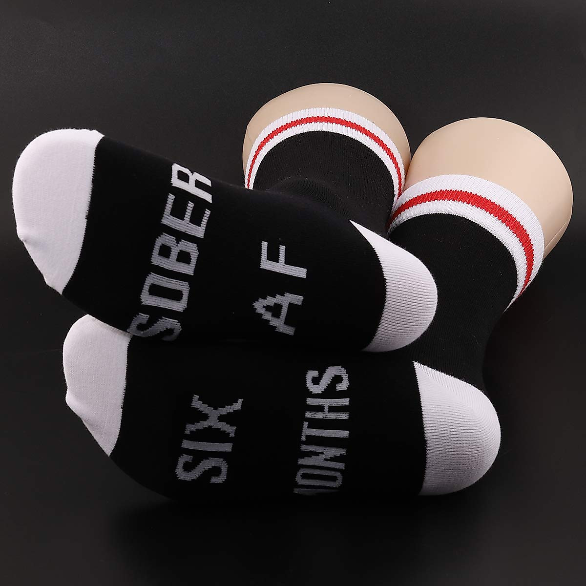 TSOTMO Sobriety Anniversary Socks Sobriety Gift AA NA Recovery Socks Sober AF Encouragement Gift (Sober 6 months)