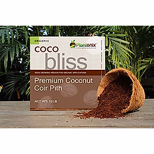 Organic Coco Coir by Coco Bliss - Compressed Coco Coir Brick with Low EC and pH Balance - High Expansion Coco Fiber for Flowers, Herbs, and Planting - Renewable Coconut Soil (10lb Block)
